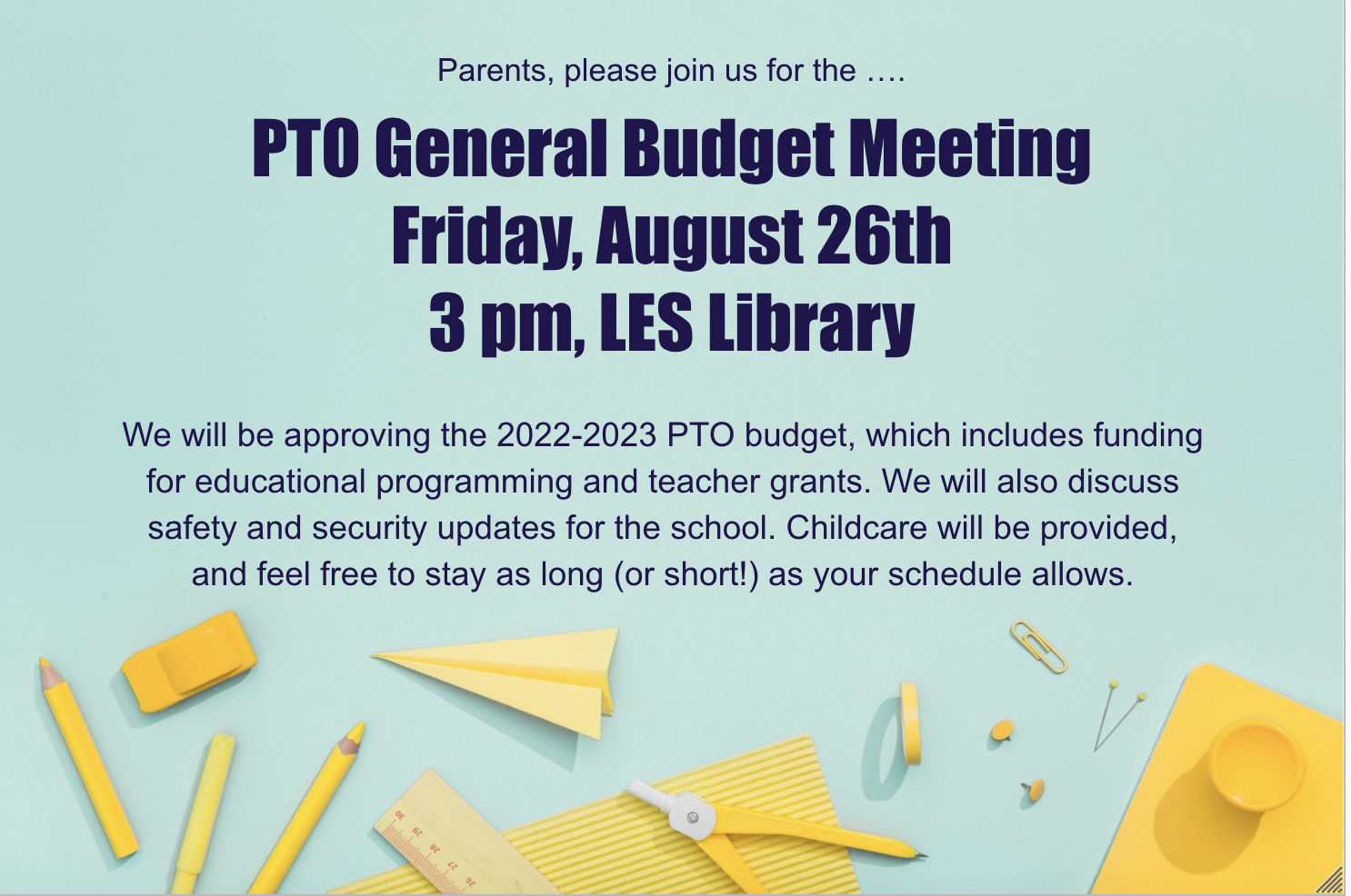 Join us for the PTO Budget Meeting – Lyons Elementary School