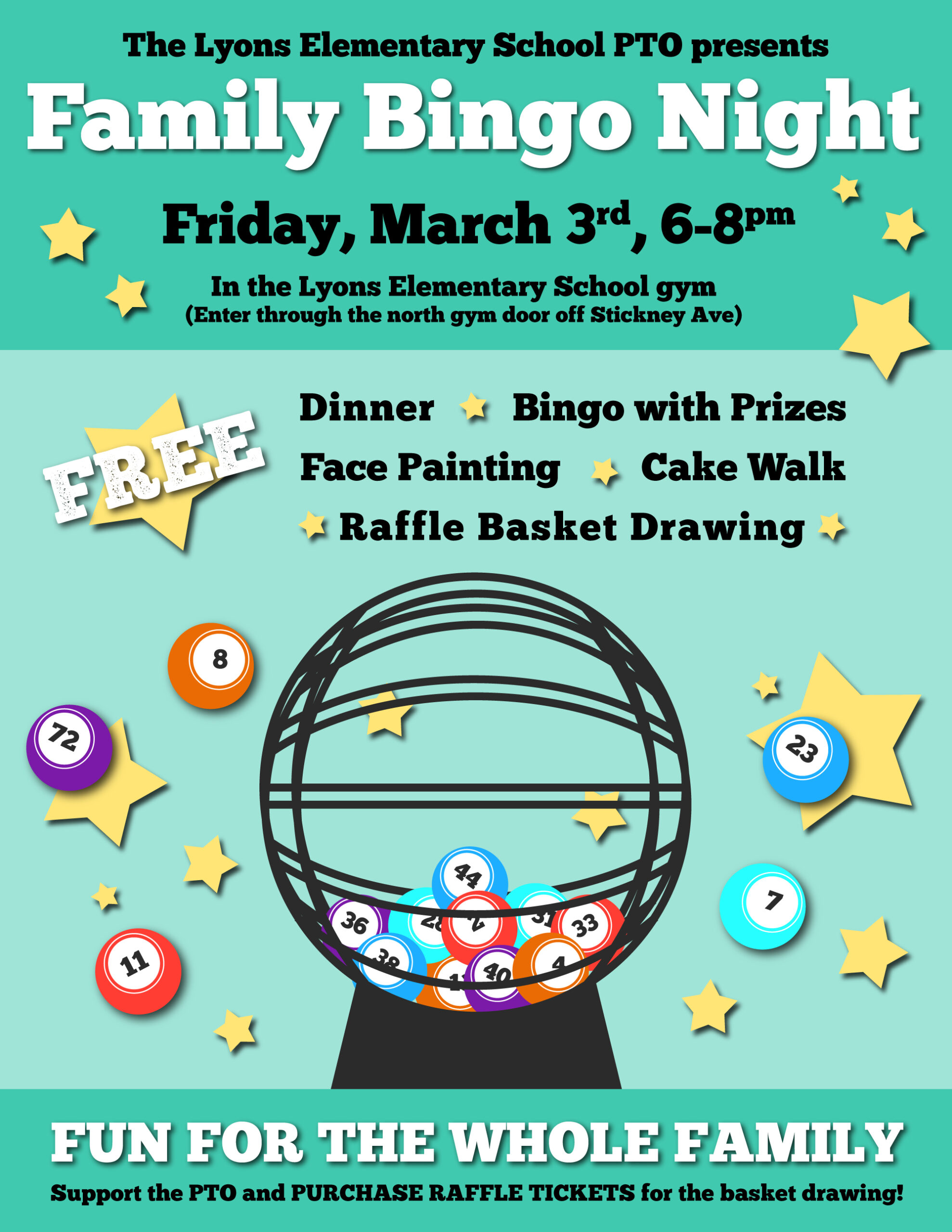 Family Bingo Night – March 3rd! – Lyons Elementary School